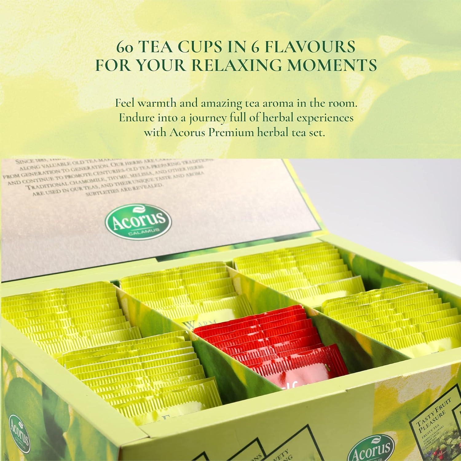 Acorus First Class Herbal Tea Set | Natural Tea Gift Box with 6 Flavors ...