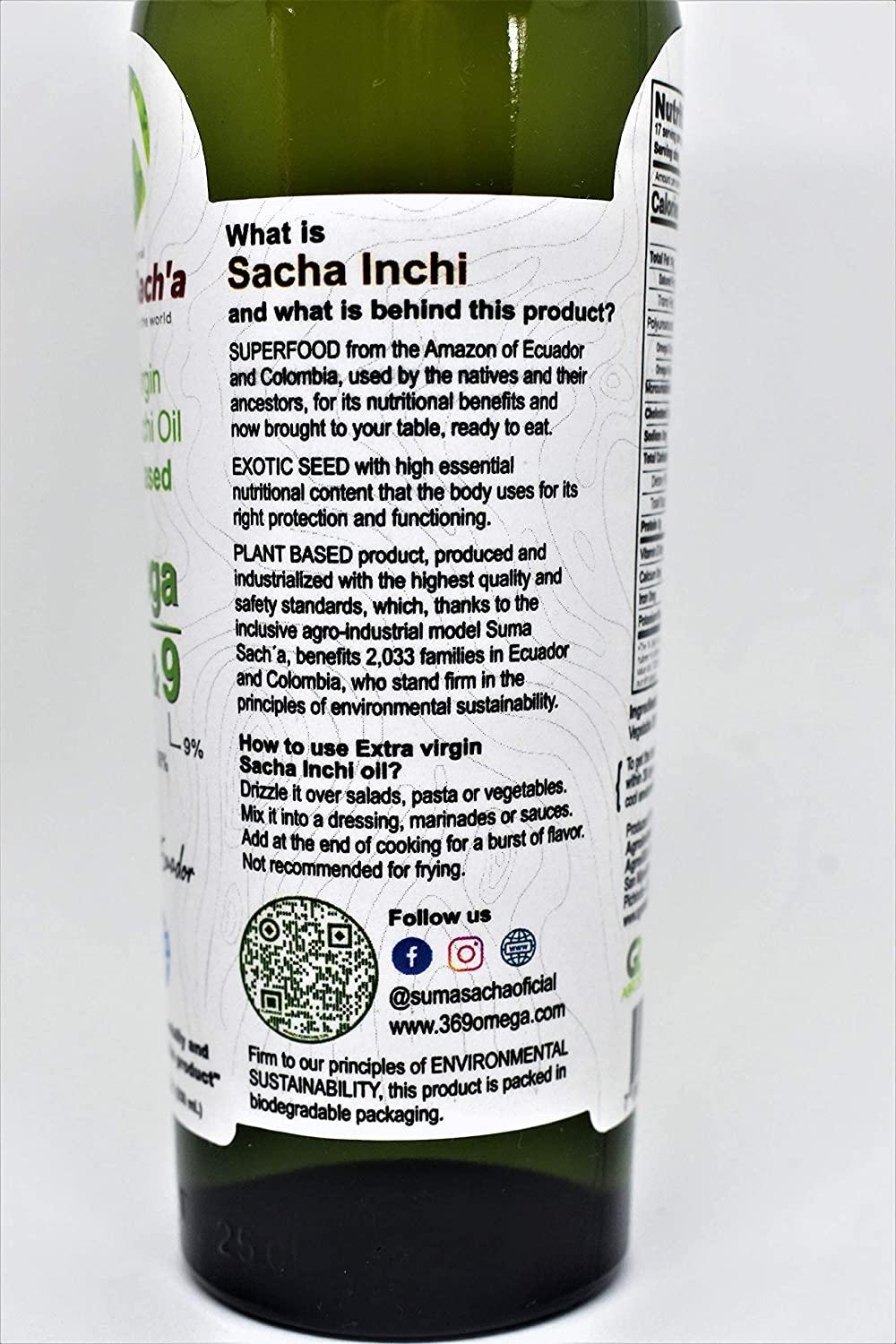 Suma Sach'a Extra-virgin Sacha Inchi Oil 8.45 fl oz - Cold-pressed ...