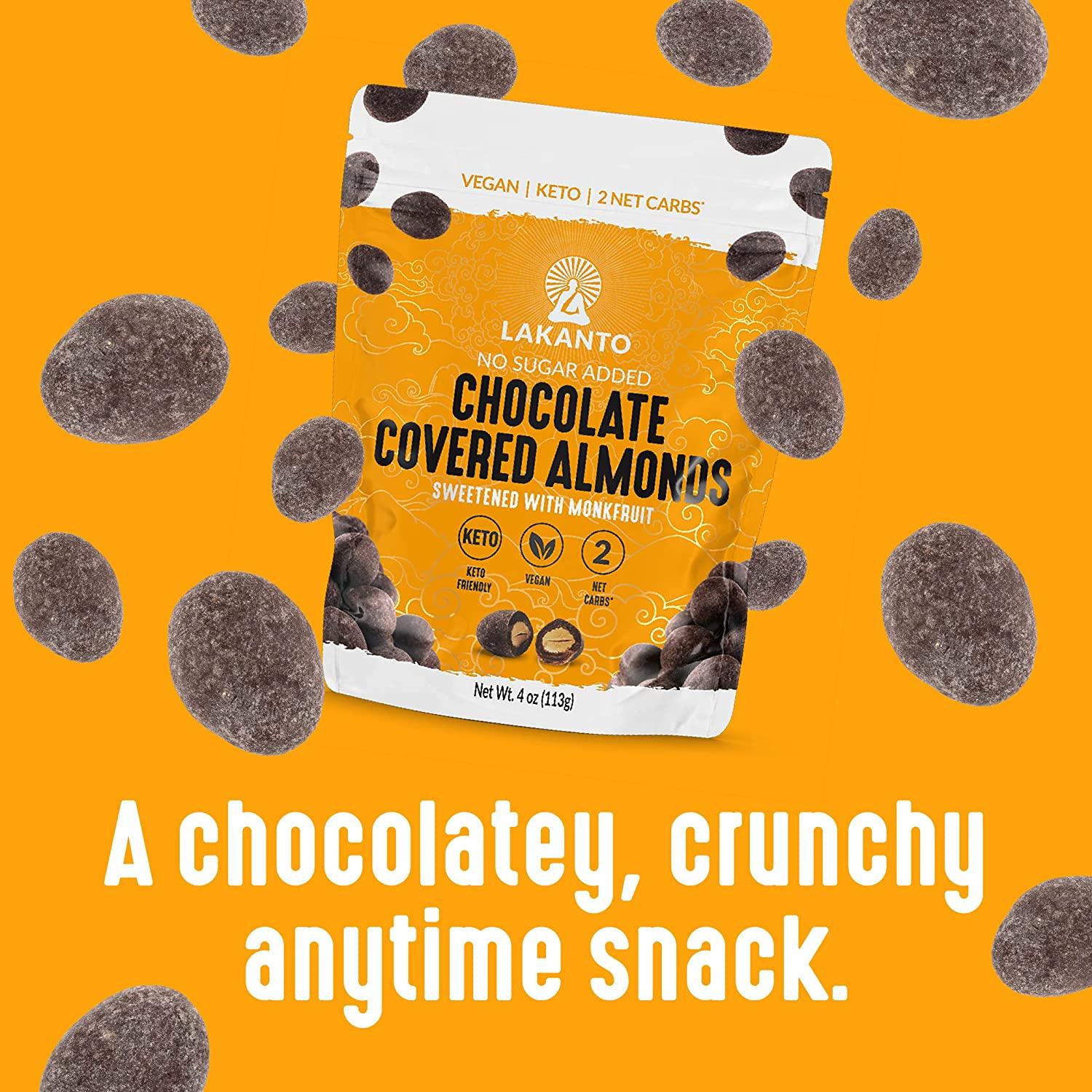 Lakanto Chocolate Covered Almonds - Keto Friendly Snack with Monk Fruit ...