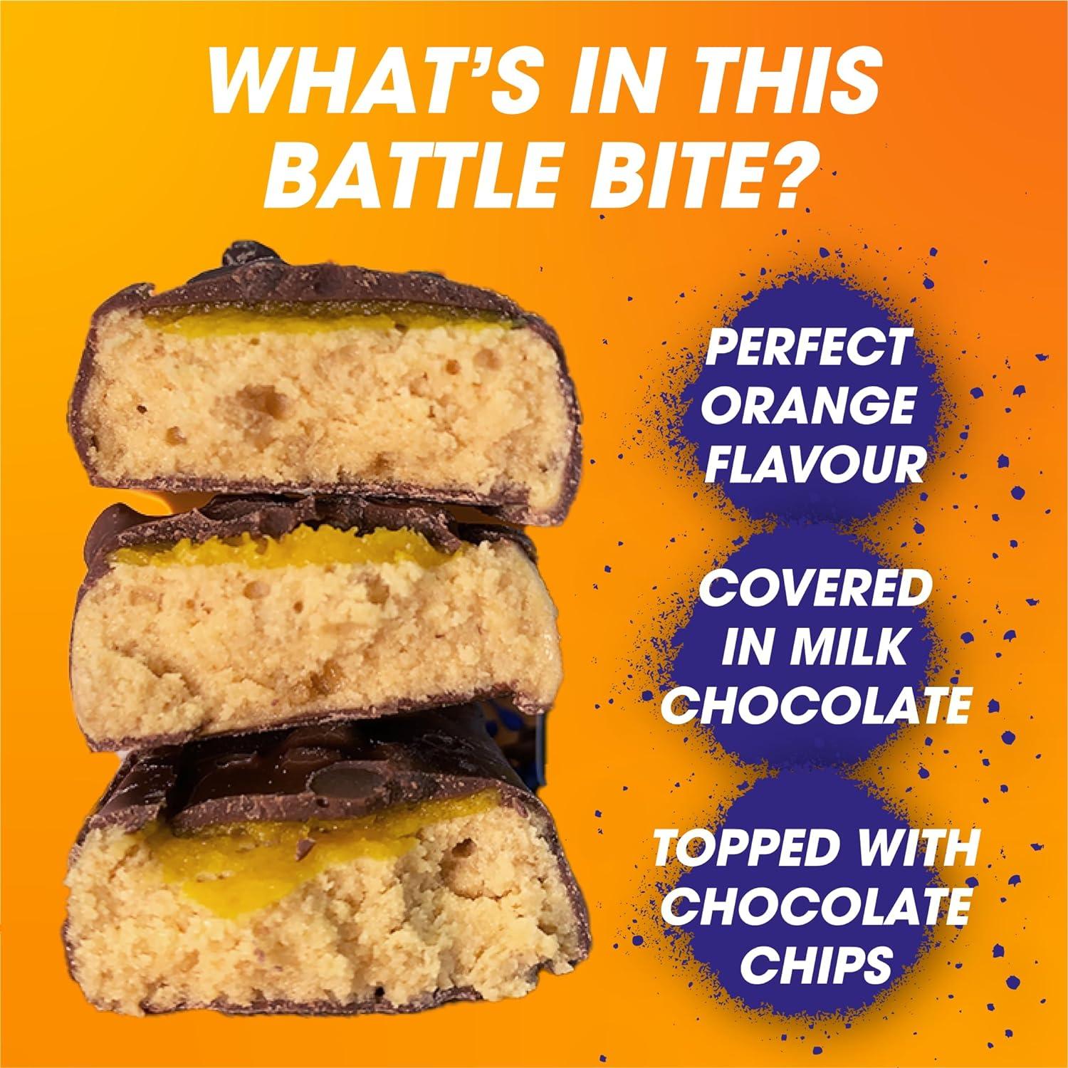 Battle Bites High Protein Bars - Jaffa Orange Flavour - 12 x 62g, Low ...