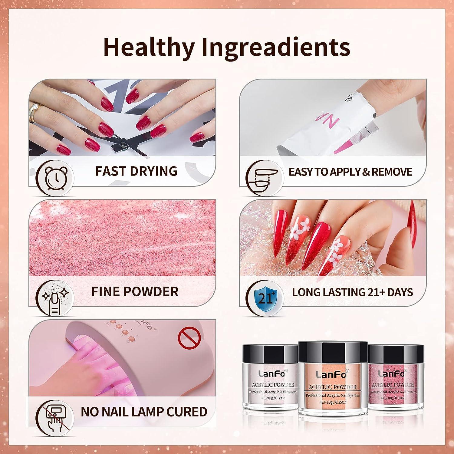 LanFo Acrylic Powder Set 12 Colors Acrylic Nail Powder Kit Nude Brown ...
