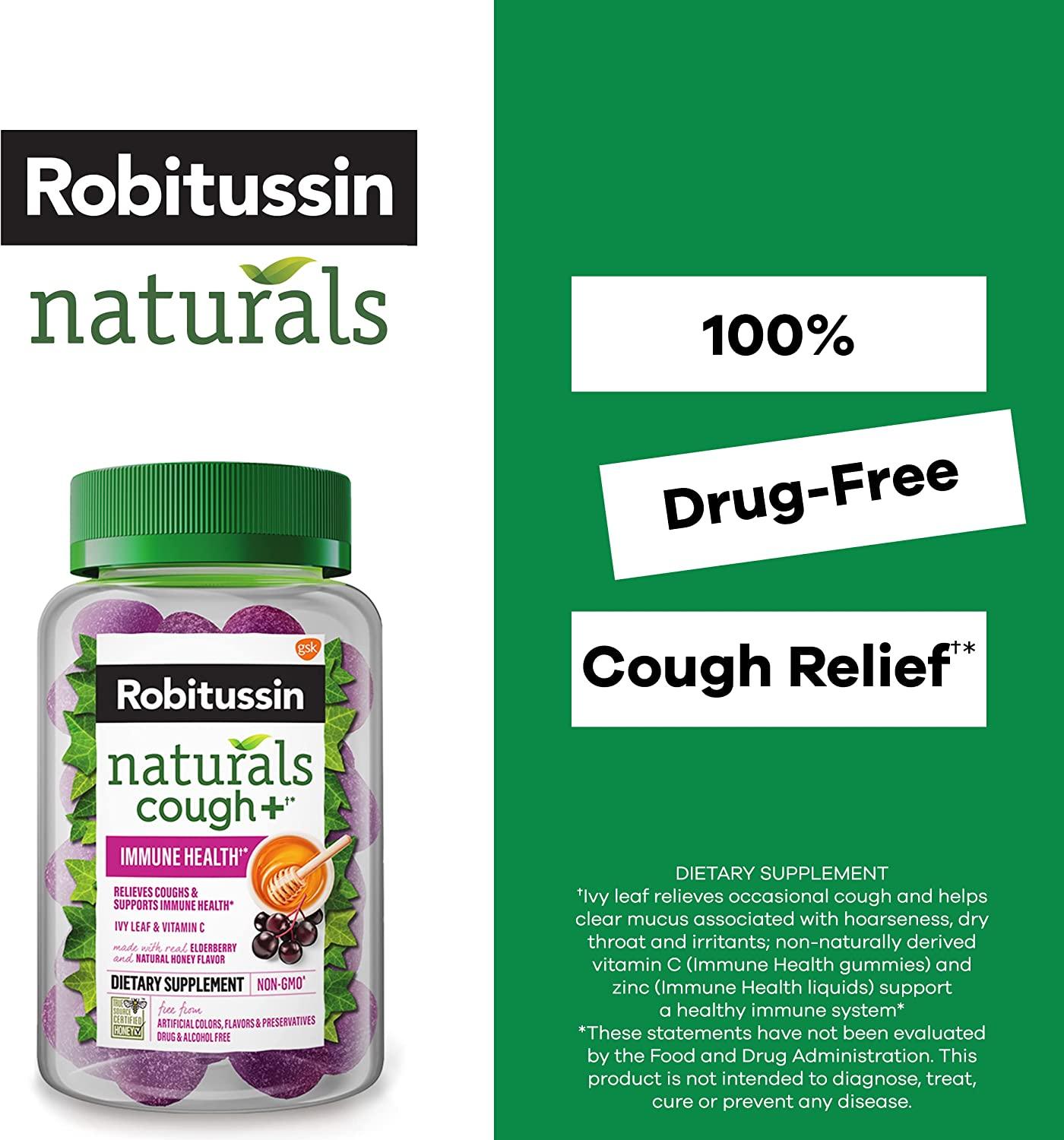 Robitussin Naturals Cough Relief & Immune Health Gummies 30ct with Ivy ...