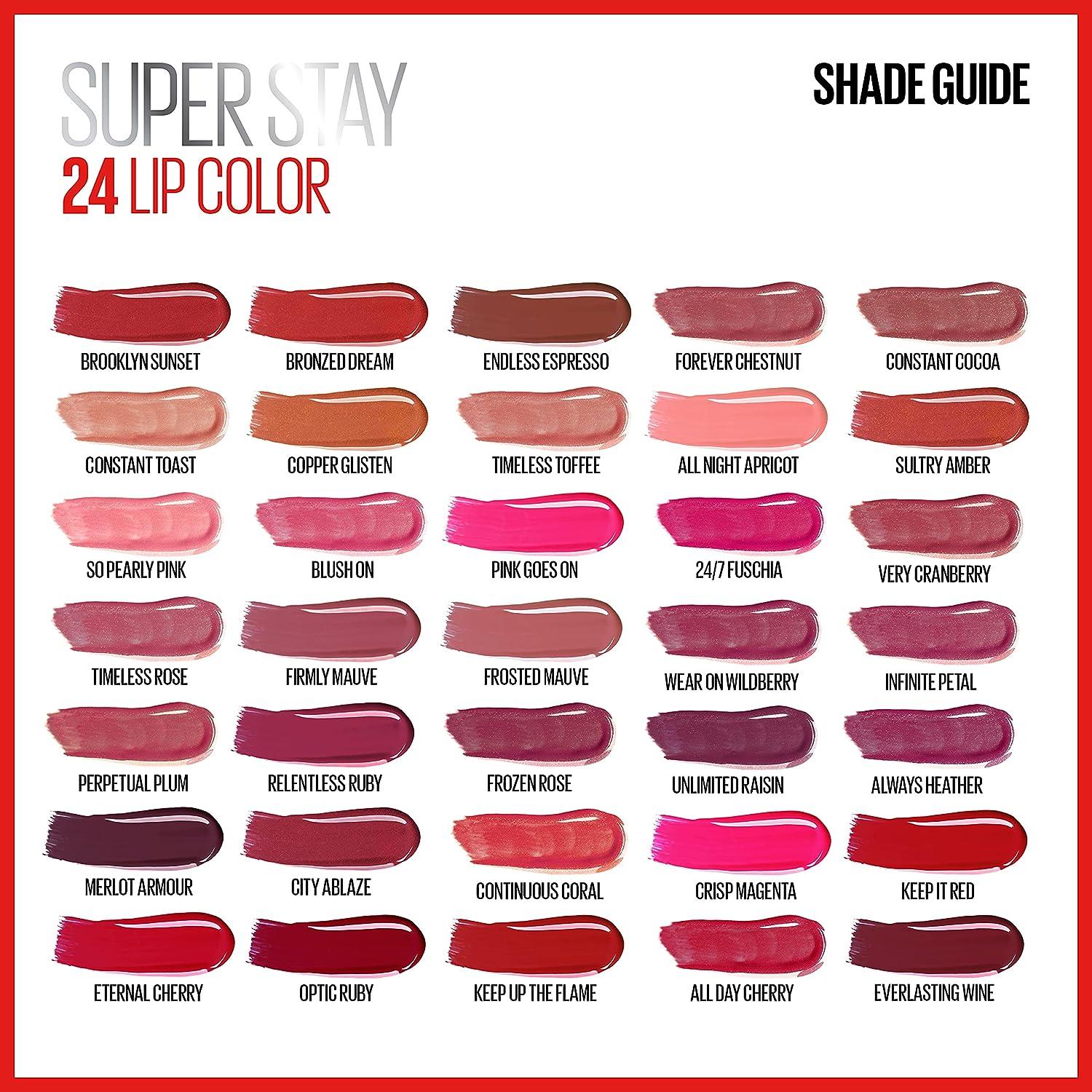 Maybelline Super Stay 24-Hour Liquid Lipstick in Optic Ruby - Long Lasting, Highly Pigmented ...