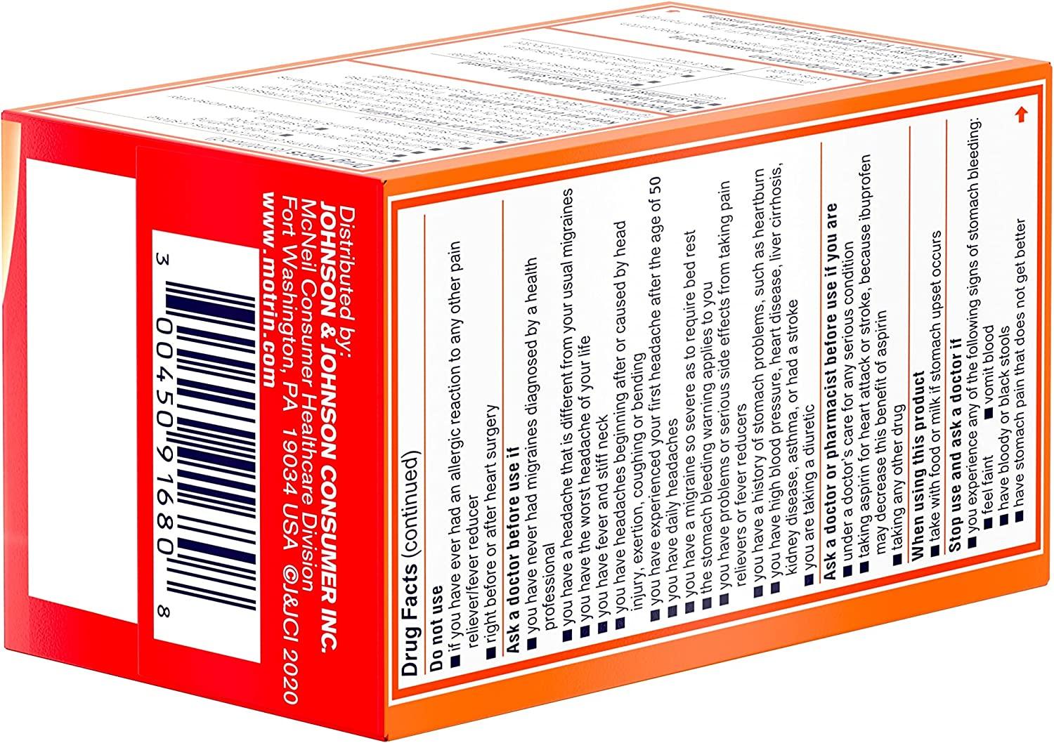 Motrin IB Migraine Liquid Gel Caps, Ibuprofen 200 mg, Migraine Relief ...