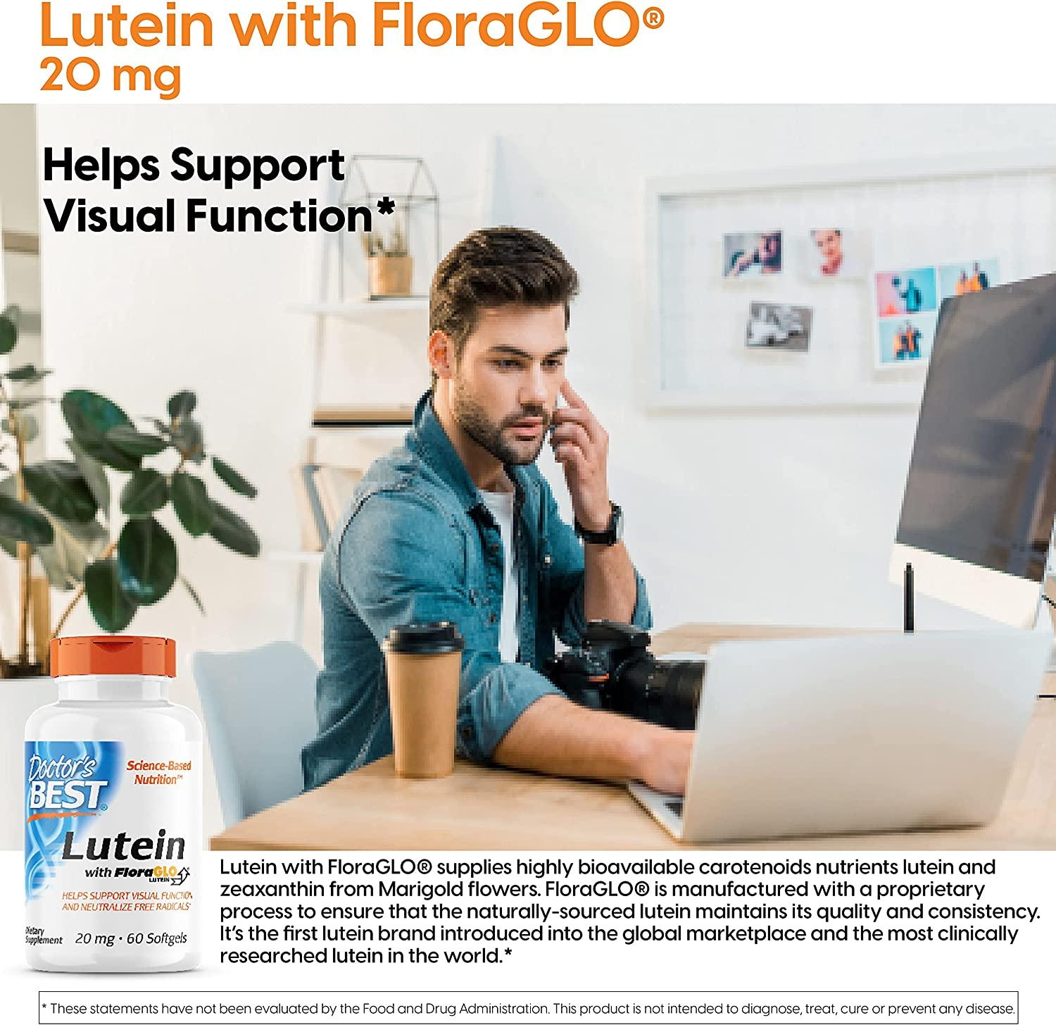 Buy Doctor's Best Lutein 20 mg with FloraGlo - 60 Softgels for Eye ...