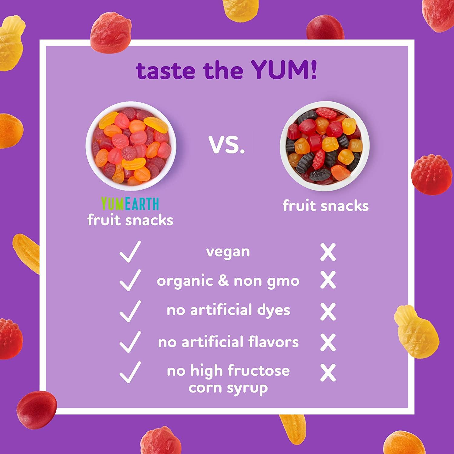 YumEarth Organic Fruit Flavored Snacks 43- 0.7oz Snack Packs Allergy ...