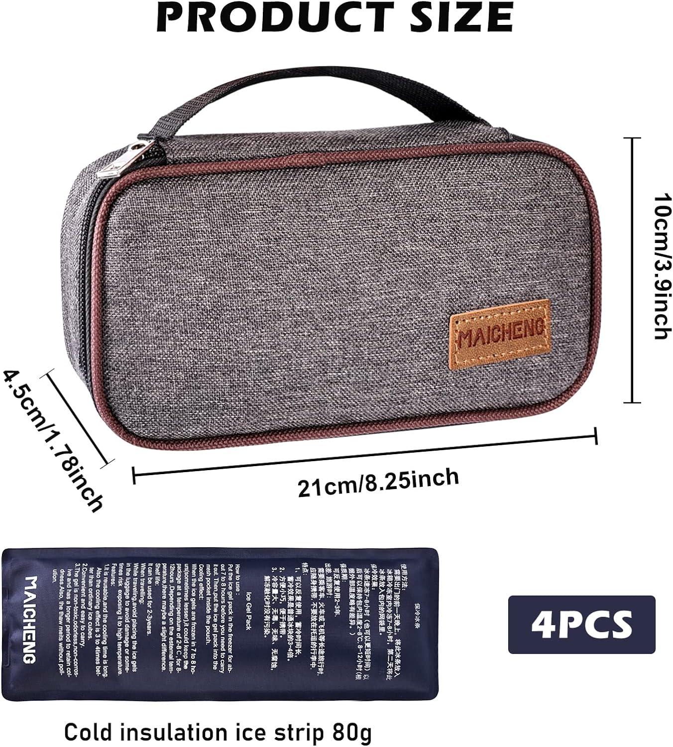 Insulin Cooler Travel Case with 4 Ice Packs Portable Insulin Travel ...