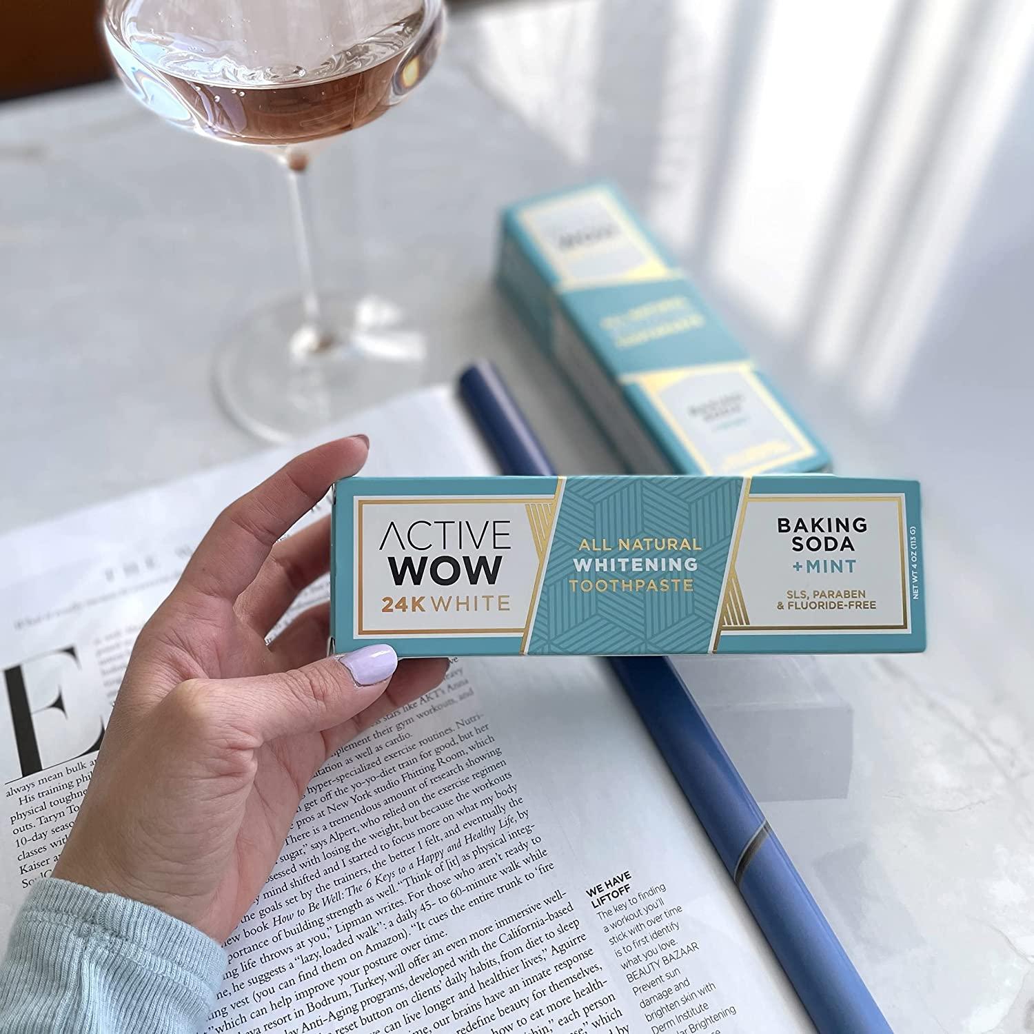 Active Wow 24K White All Natural Whitening Toothpaste with Baking Soda ...