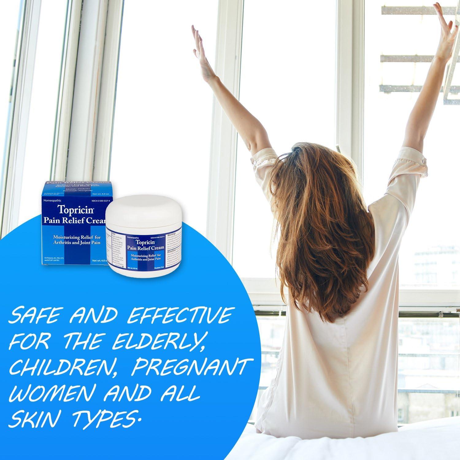 Topricin Pain Relief Cream 4 oz - Natural Relief for Aches and Pains ...