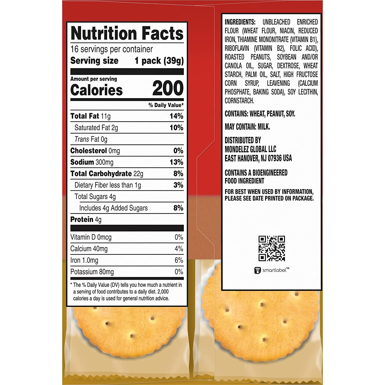 RITZ Peanut Butter Sandwich Crackers Family Size 16-Pack 1.38 oz ...