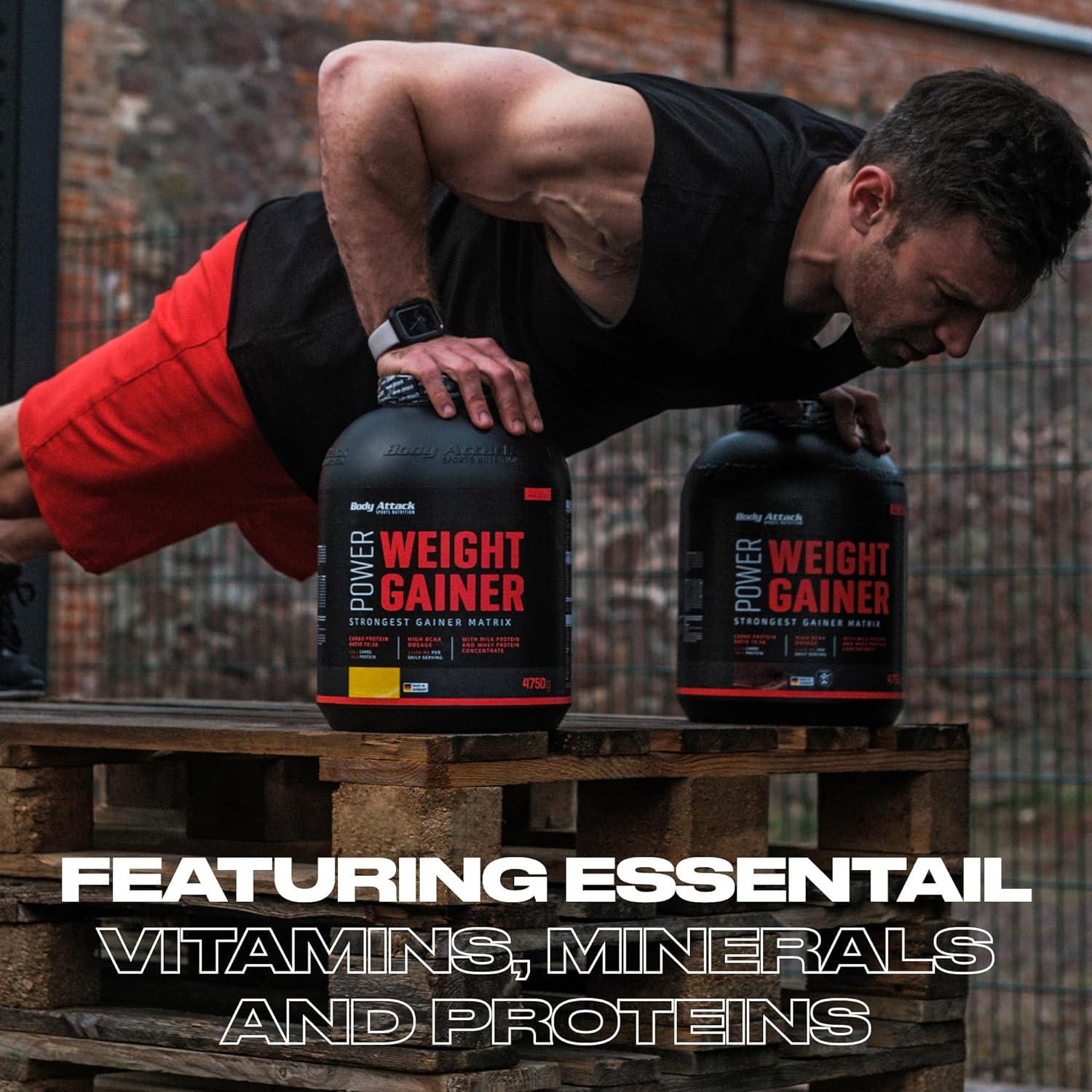 Body Attack Weight Gainer Strawberry 1.5 kg | Low-Fat Mass Shake with ...