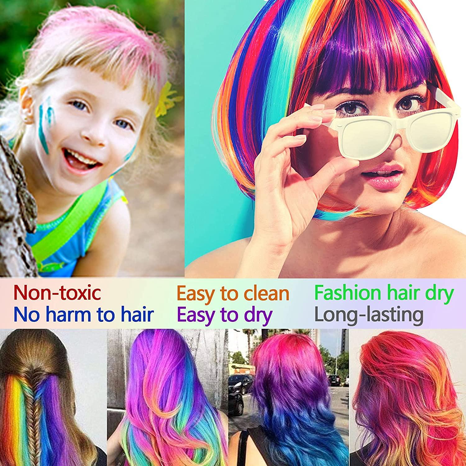 Kids Temporary Hair Color Dye Wax Set - 6 Vibrant Colors for Girls ...