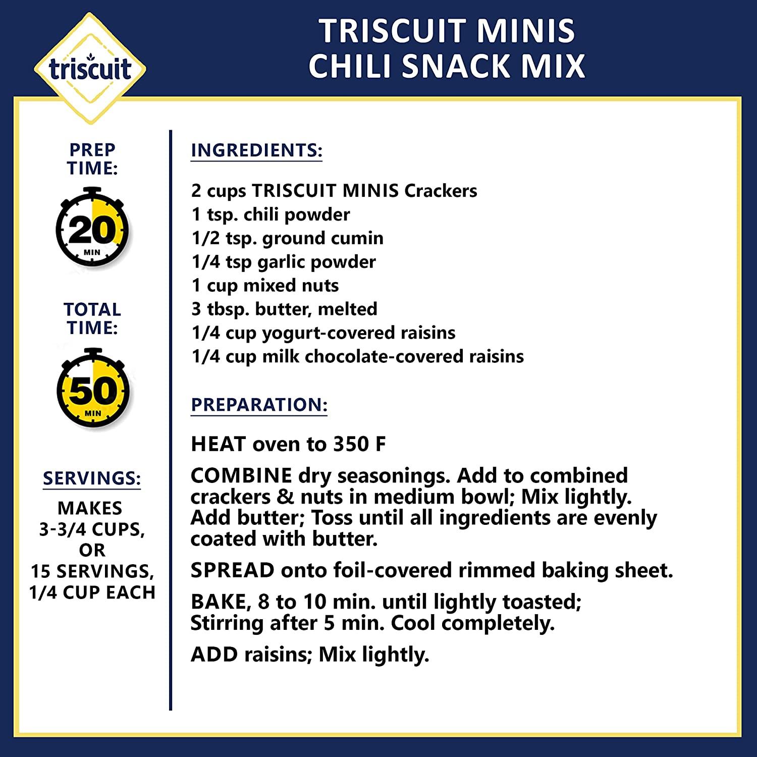 Triscuit Mini Original Crackers Non-GMO 8oz (Pack of 6) - Healthy Snack ...