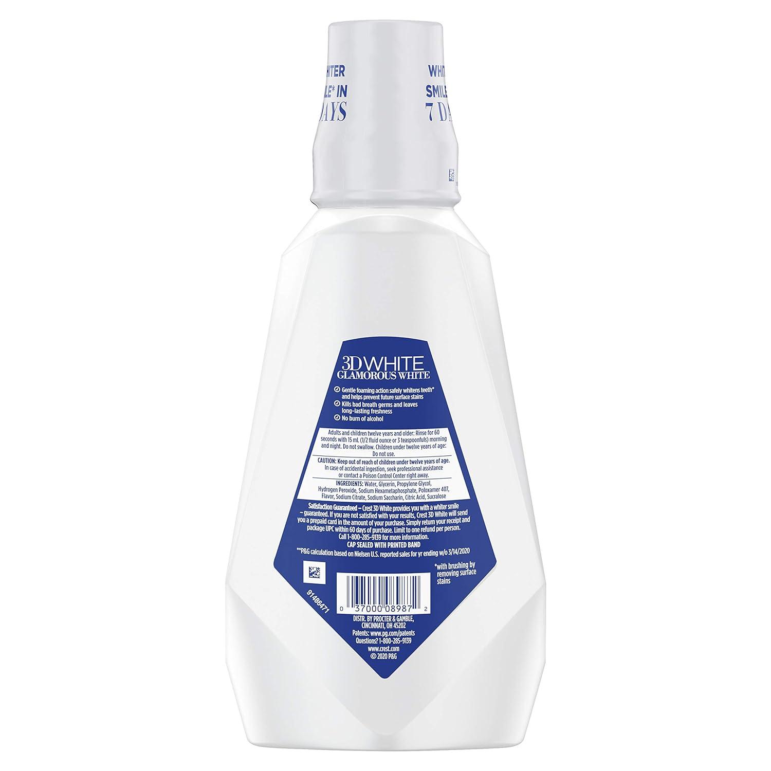 Crest 3D White Glamorous White Mouthwash - Alcohol Free Whitening ...