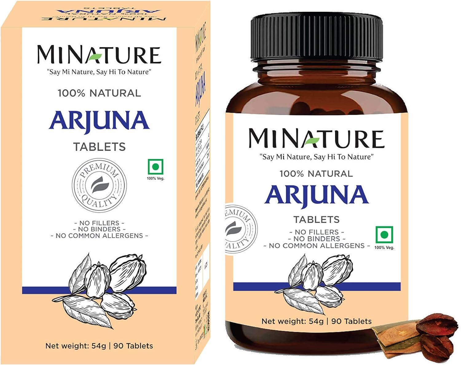 mi Nature Arjuna Tablets 1000mg - 90 Tablets | 100% Natural Cardiovascular Support | Antioxidant ...