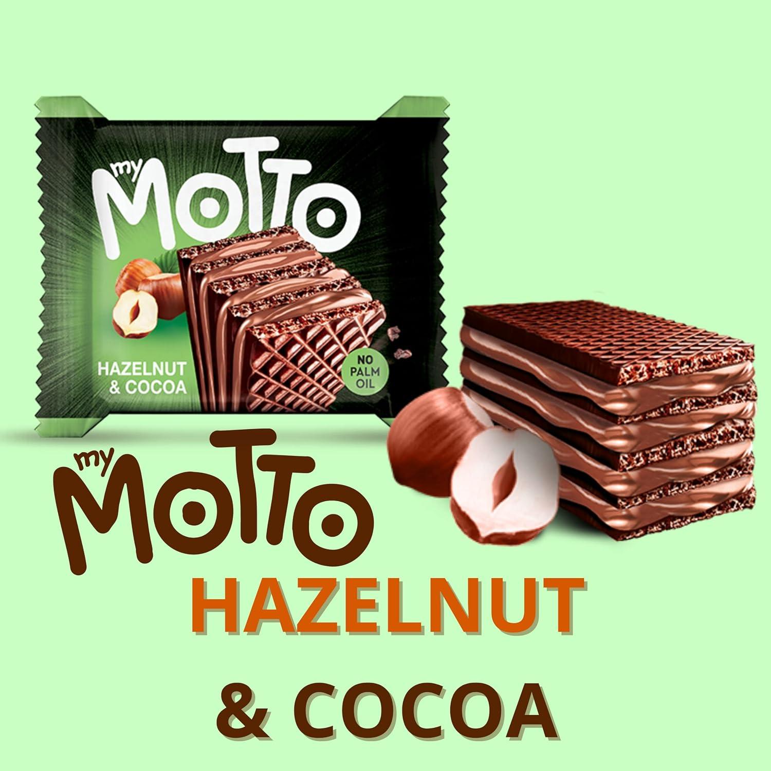 My Motto Hazelnut & Cocoa Wafer Biscuits 80% Cream 30 Individual Wrapped Wafers (34g each) Bulk ...