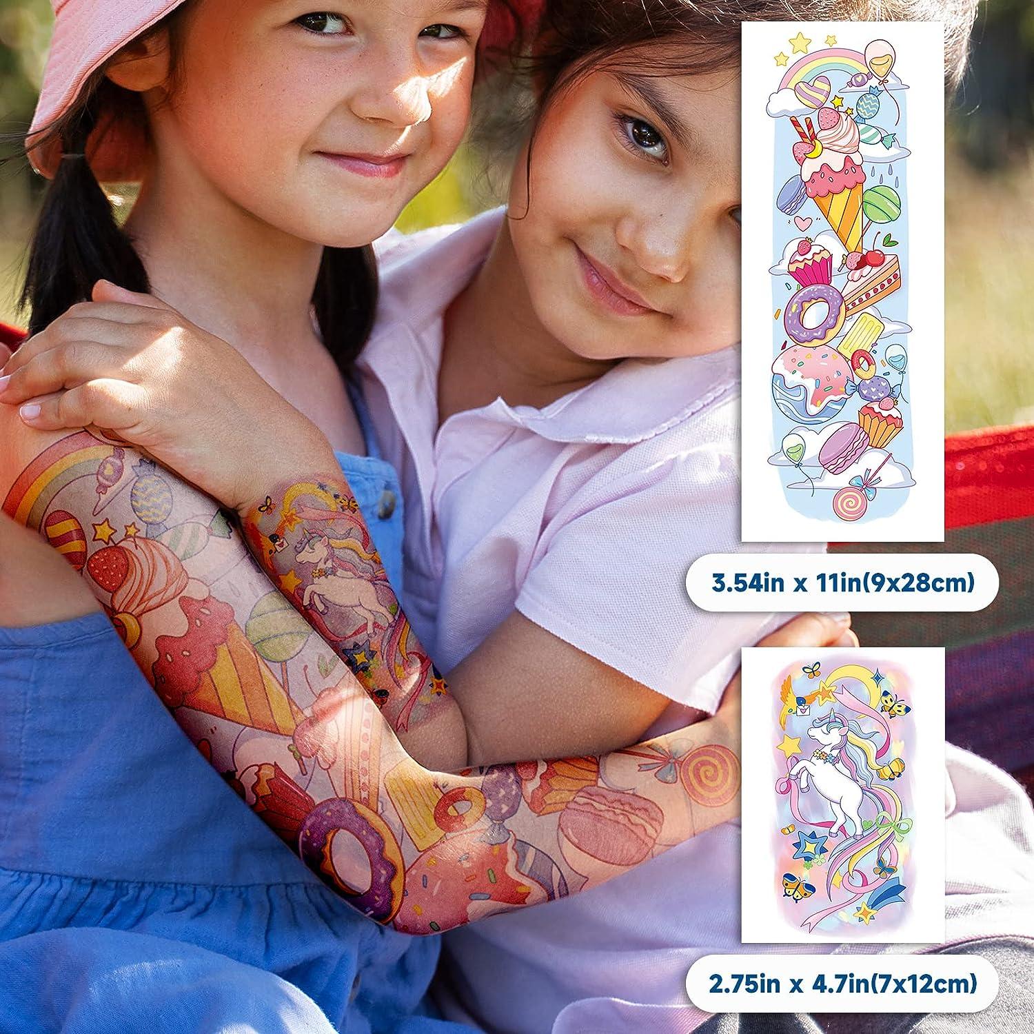 EMOME Kids Temporary Arm Tattoo Sleeves - 66 Sheets Space, Donut ...