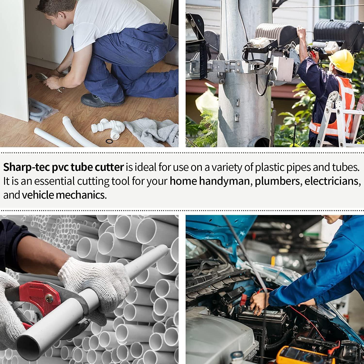 Sharp-tec PVC Tube Cutter - One-Hand Operated 3-42mm Pipe Slice in Red ...