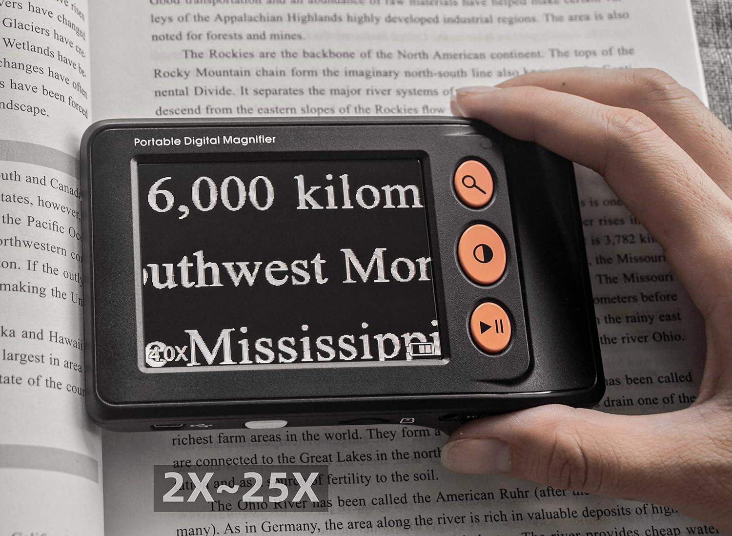 3.5 Portable Digital Magnifier - Low Vision Reading Aid, 2.25X ...