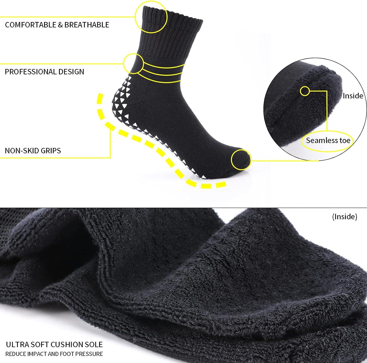 3 Pairs Wide Non-Skid Grip Socks for Lymphedema Swollen Feet - Black ...