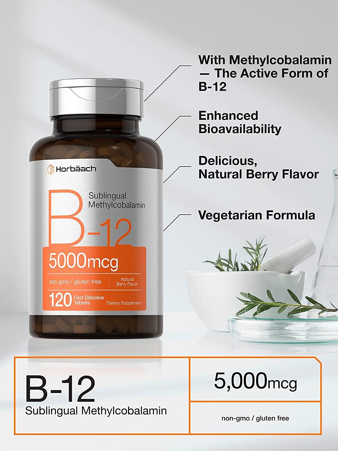 B12 Methylcobalamin 5000mcg Sublingual Tablets - 120 Fast Dissolve ...