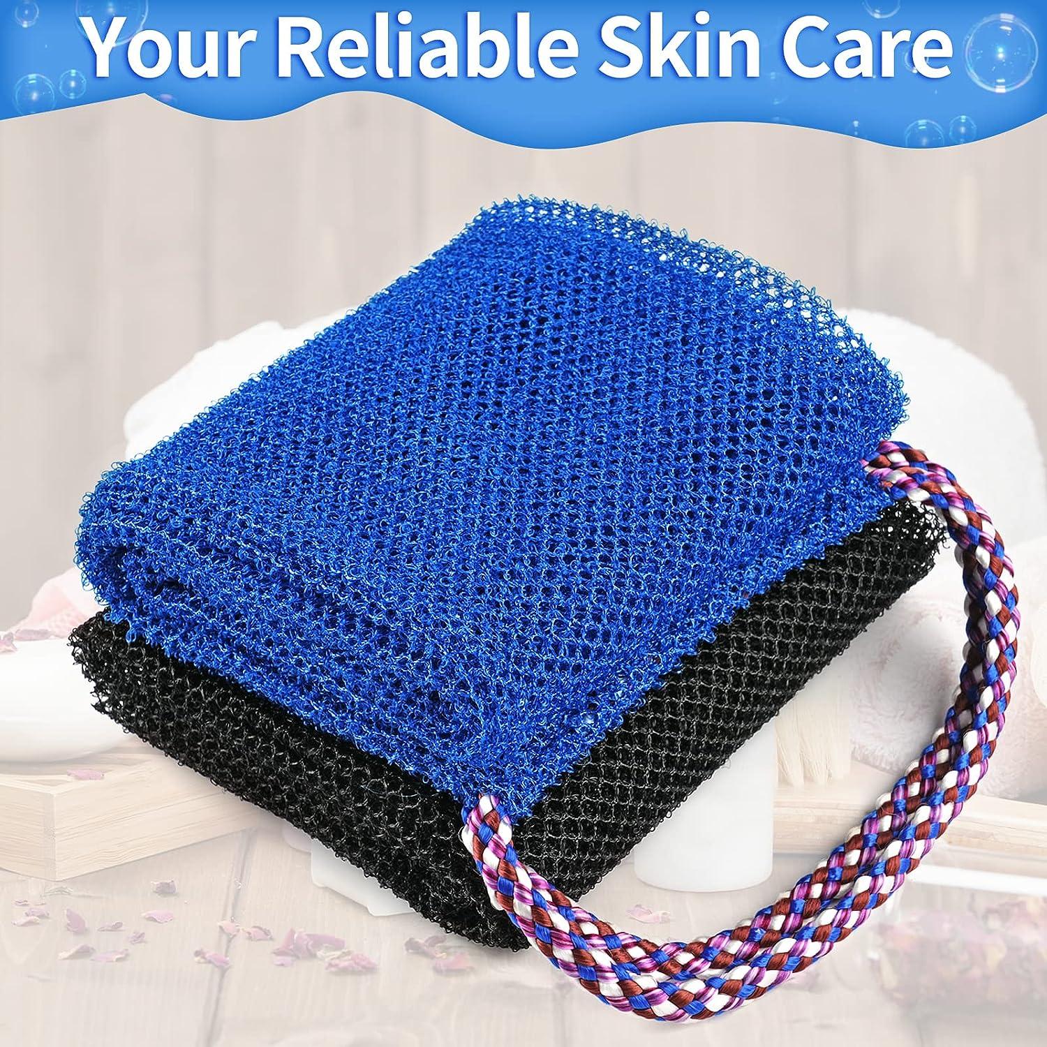 African Exfoliating Net Sponge Set - 2 Pcs Bath Washcloth & Body ...
