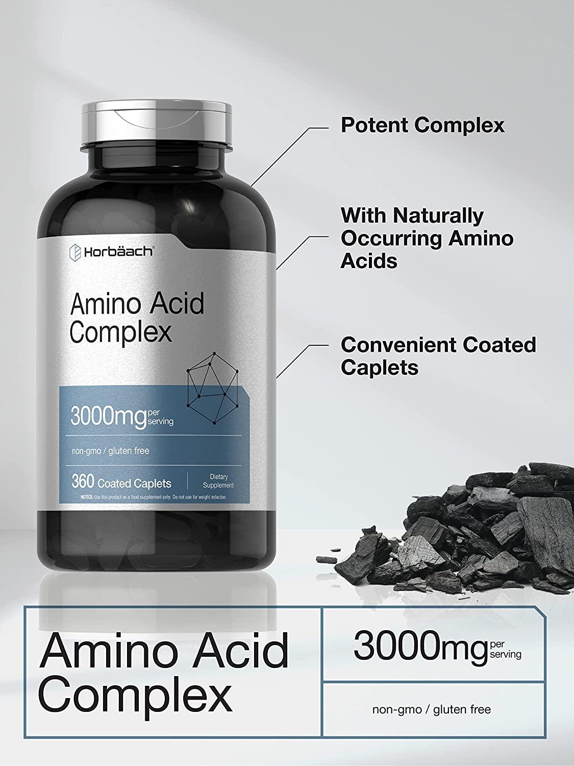 Amino Acid Complex 3000mg | 360 Caplets | Non-GMO & Gluten Free ...