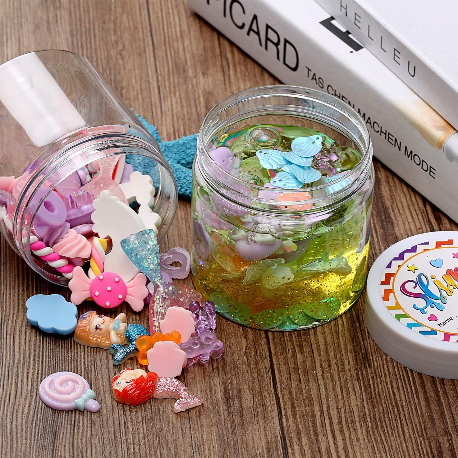 24 Pack 6oz Slime Containers with White Lids and Stickers - Mini ...