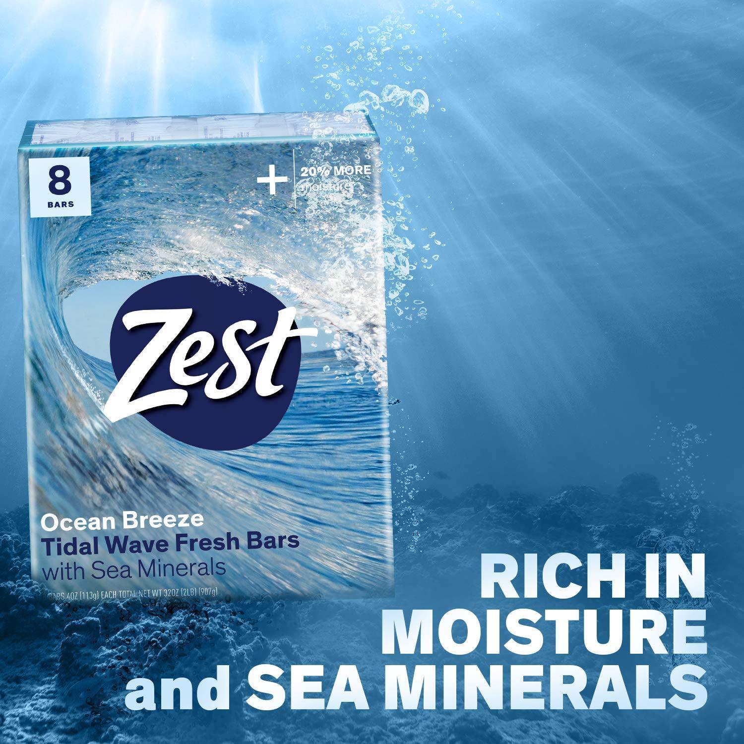 Zest Ocean Breeze Bar Soap - 8 Bars Pack - Sea Minerals Enriched ...