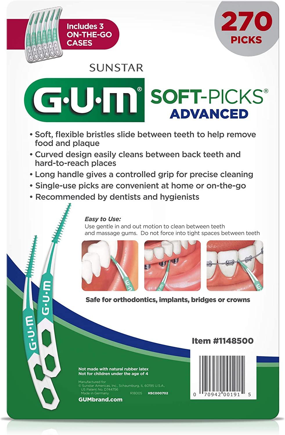GUM-6505A Soft-Picks Advanced Dental Picks 90 Count (Pack of 3) - Oral ...