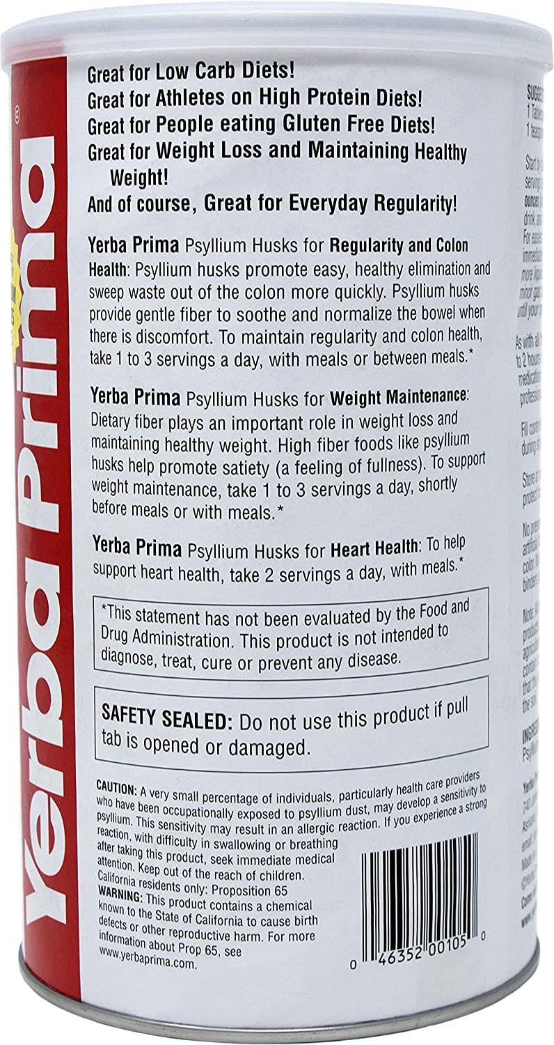 Yerba Prima Psyllium Husk 12oz (Pack of 4) - Colon Cleansing Fiber ...