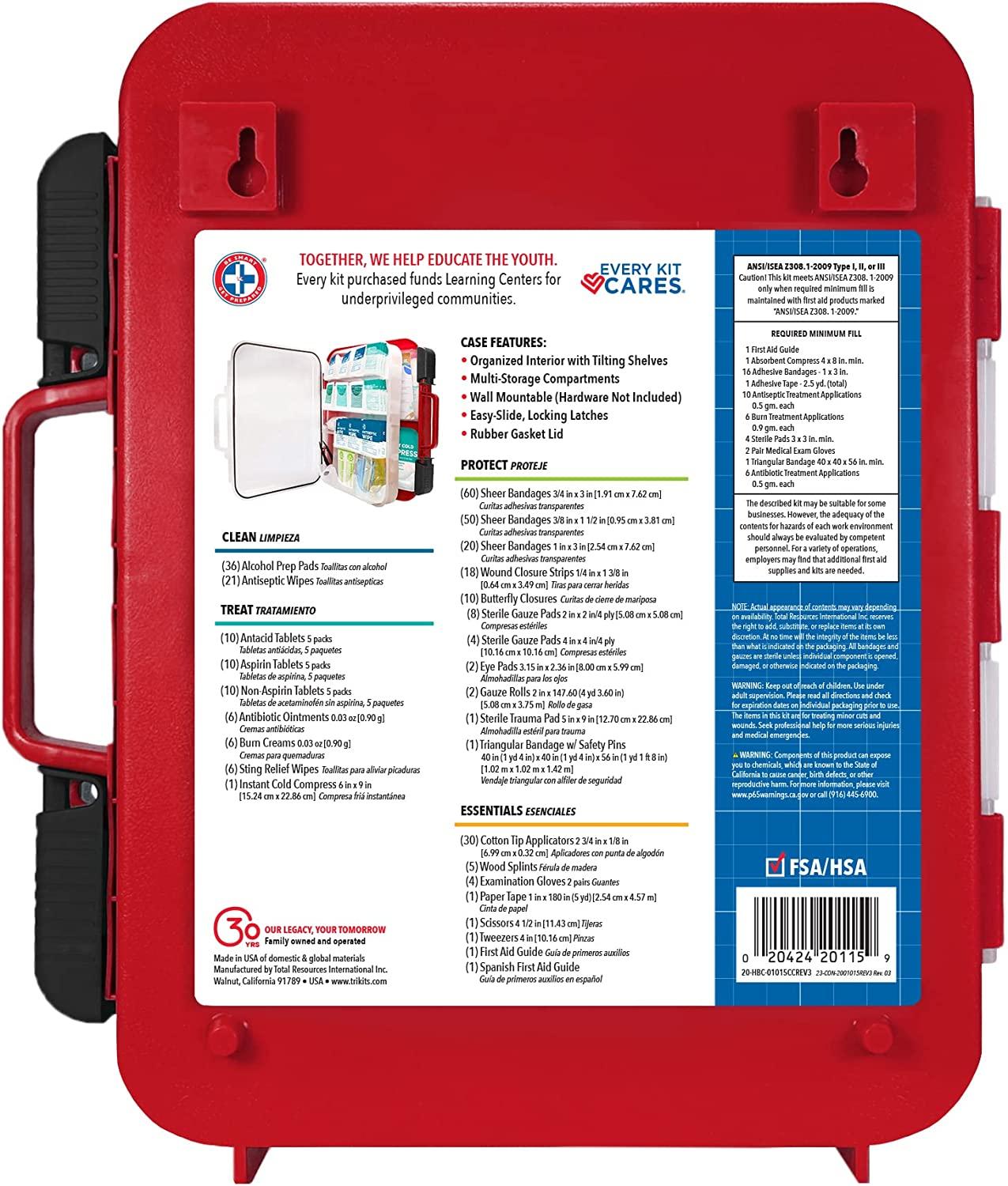 326-Piece Red Hard Case First Aid Kit - Exceeds OSHA & ANSI Guidelines ...