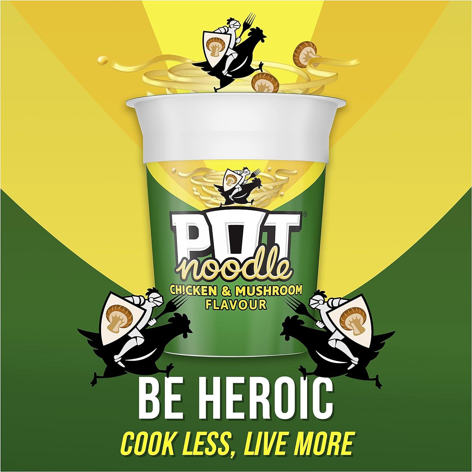 Pot Noodle Chicken & Mushroom vegetarian noodles Standard quick to make ...