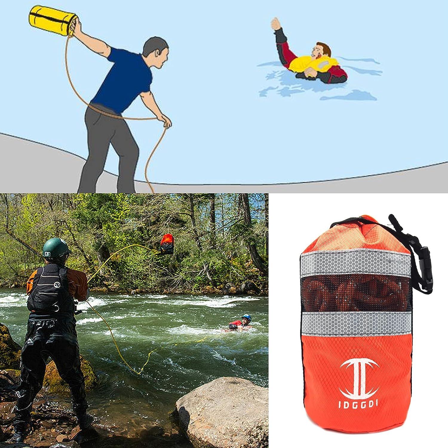 IDGGDI Throw Bag for Water Rescue - 70ft Reflective Rope for Kayaking ...