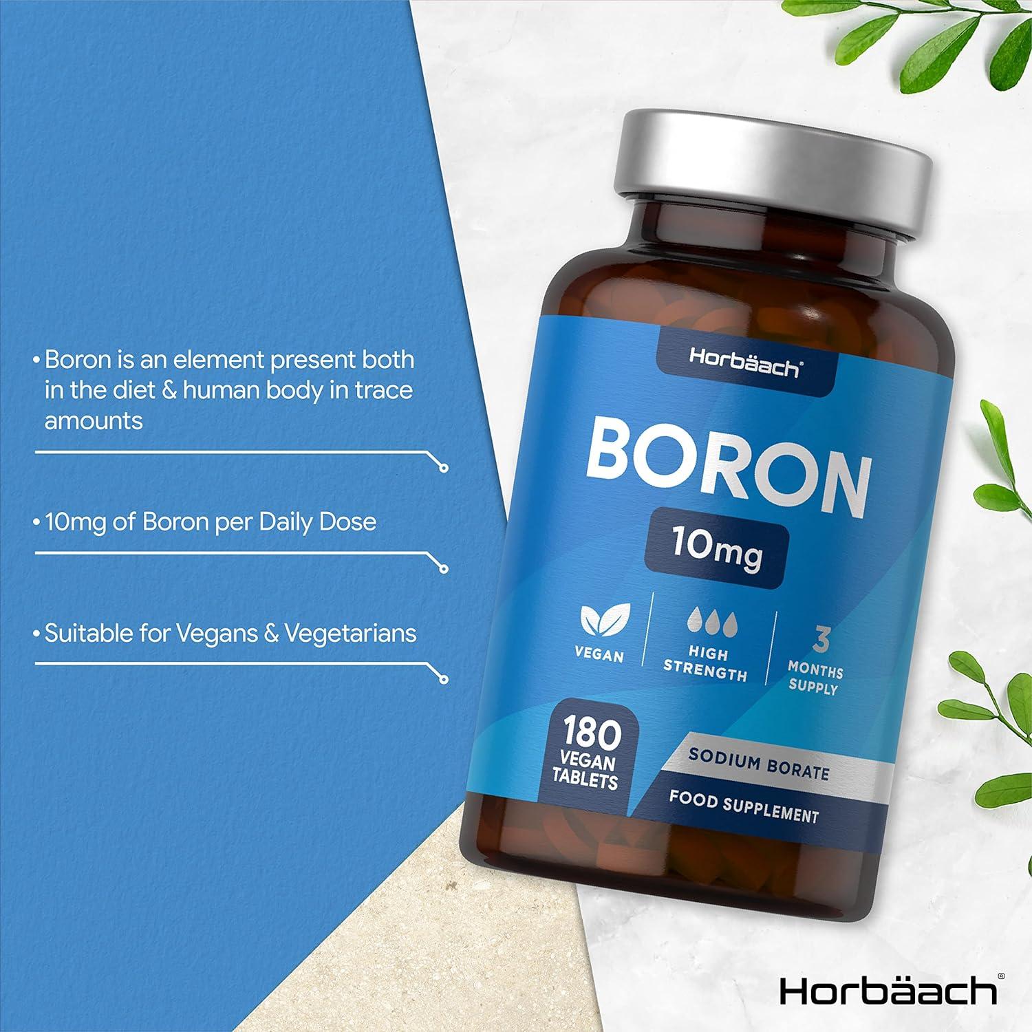 Boron 10mg 180 Tablets - High Strength Vegan Supplement with No ...
