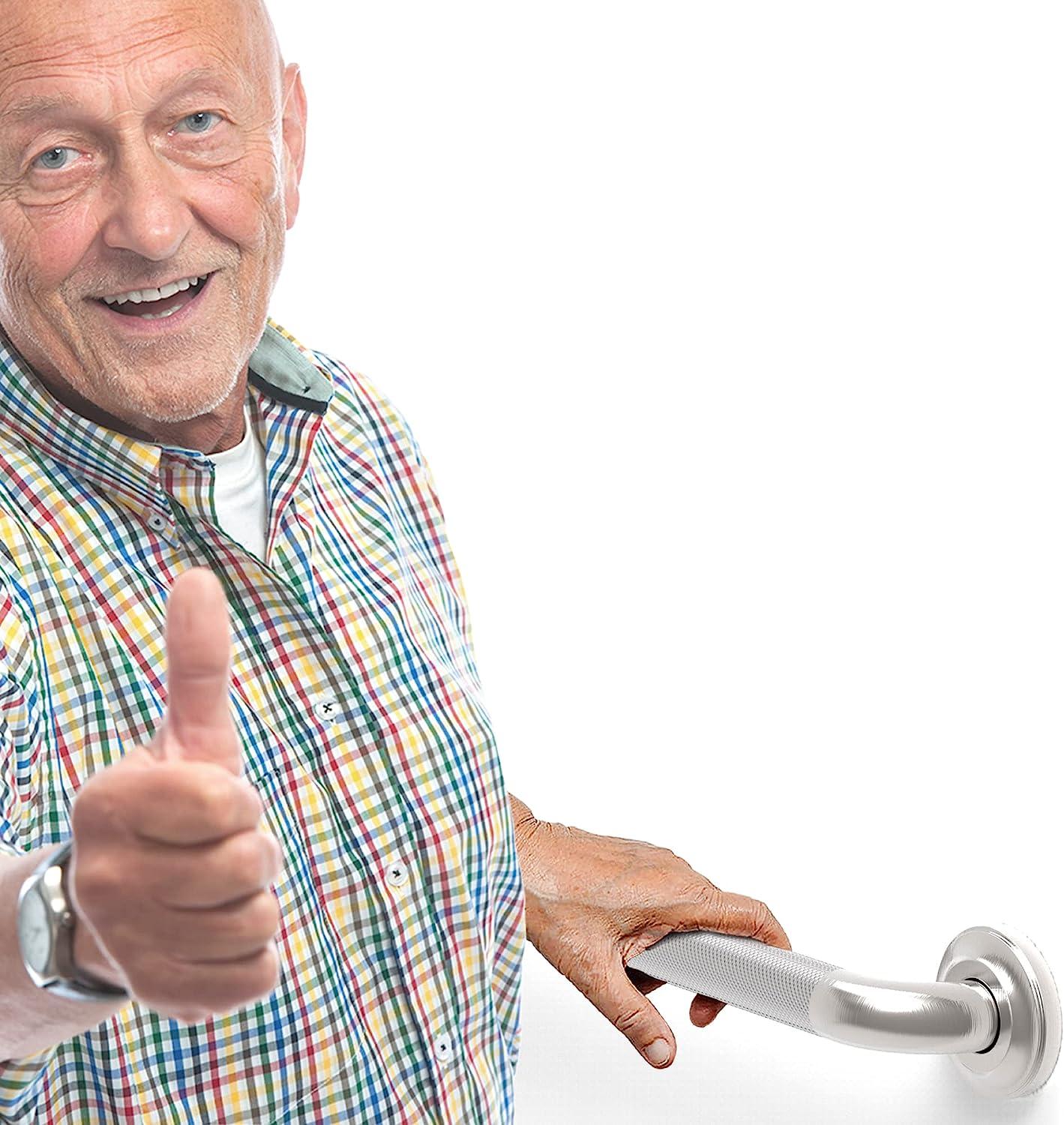 AquaChase 1-1/4 Knurled Grab Bar - ADA Compliant Bath Safety Handrail ...