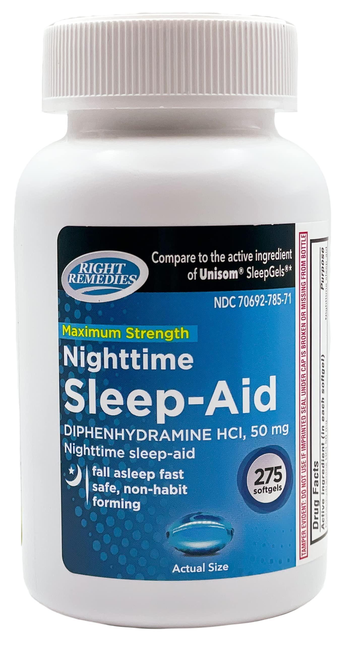 Maximum Strength Nighttime Sleep Aid Softgels - 275 Softgels, 50mg ...