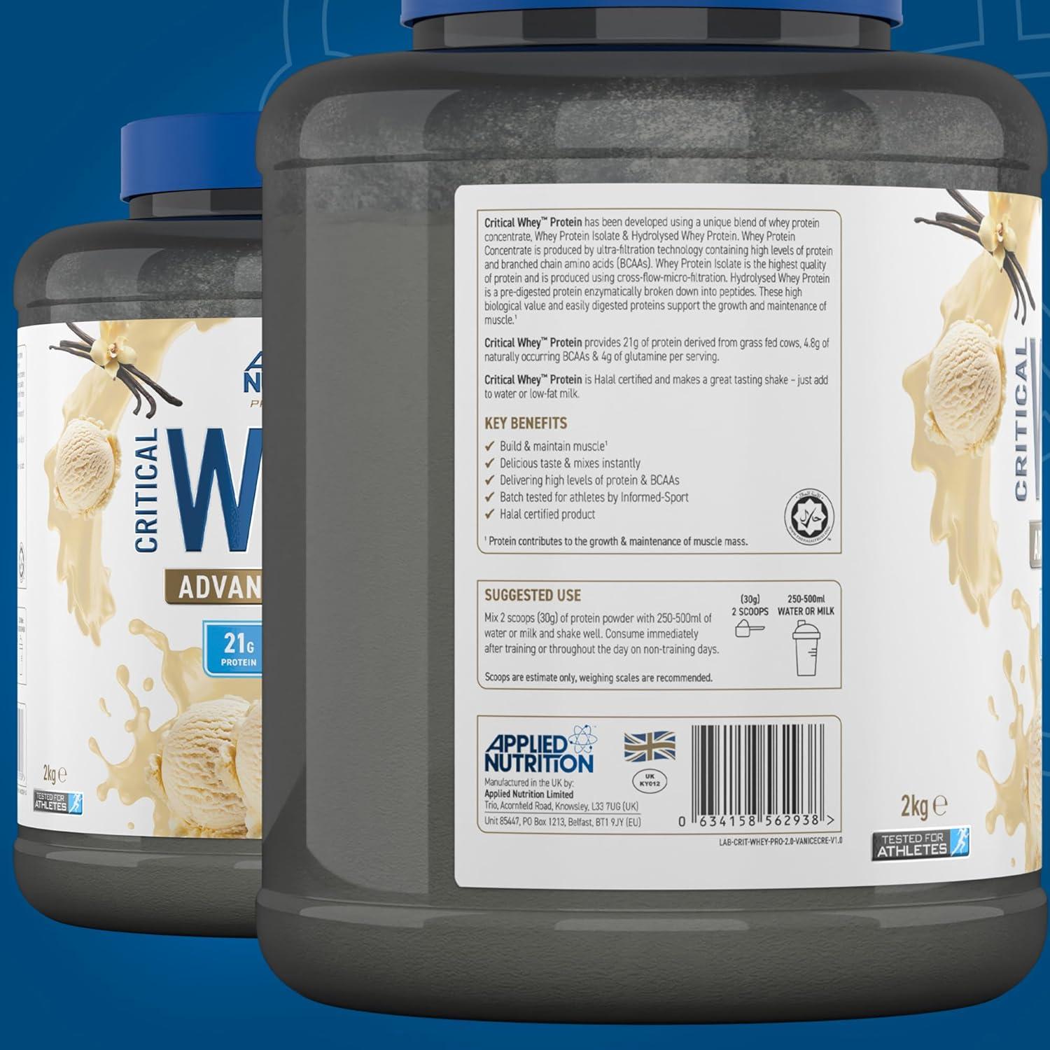 Applied Nutrition Critical Whey Protein Powder 2kg - High Protein ...