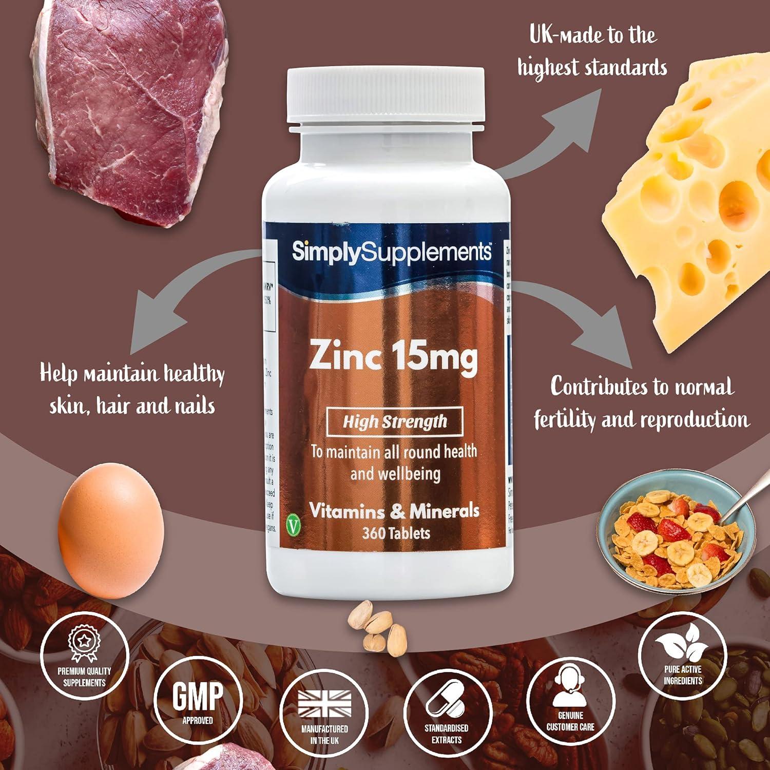 High Strength Zinc Tablets 15mg | 150% NRV | Vegan Friendly | Immune ...