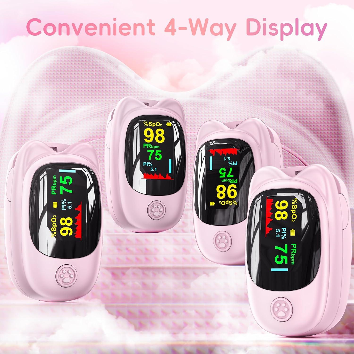 Pulse Oximeter for Kids - Cute TFT Display Rechargeable Oxygen Monitor ...
