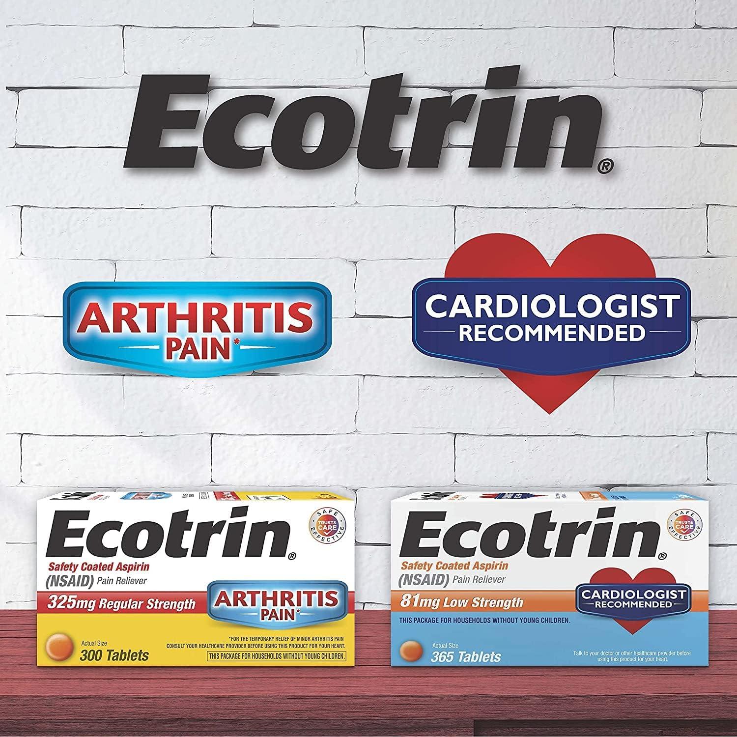 Ecotrin Low Strength Safety Coated Aspirin 81mg - 365 Tablets | NSAID ...