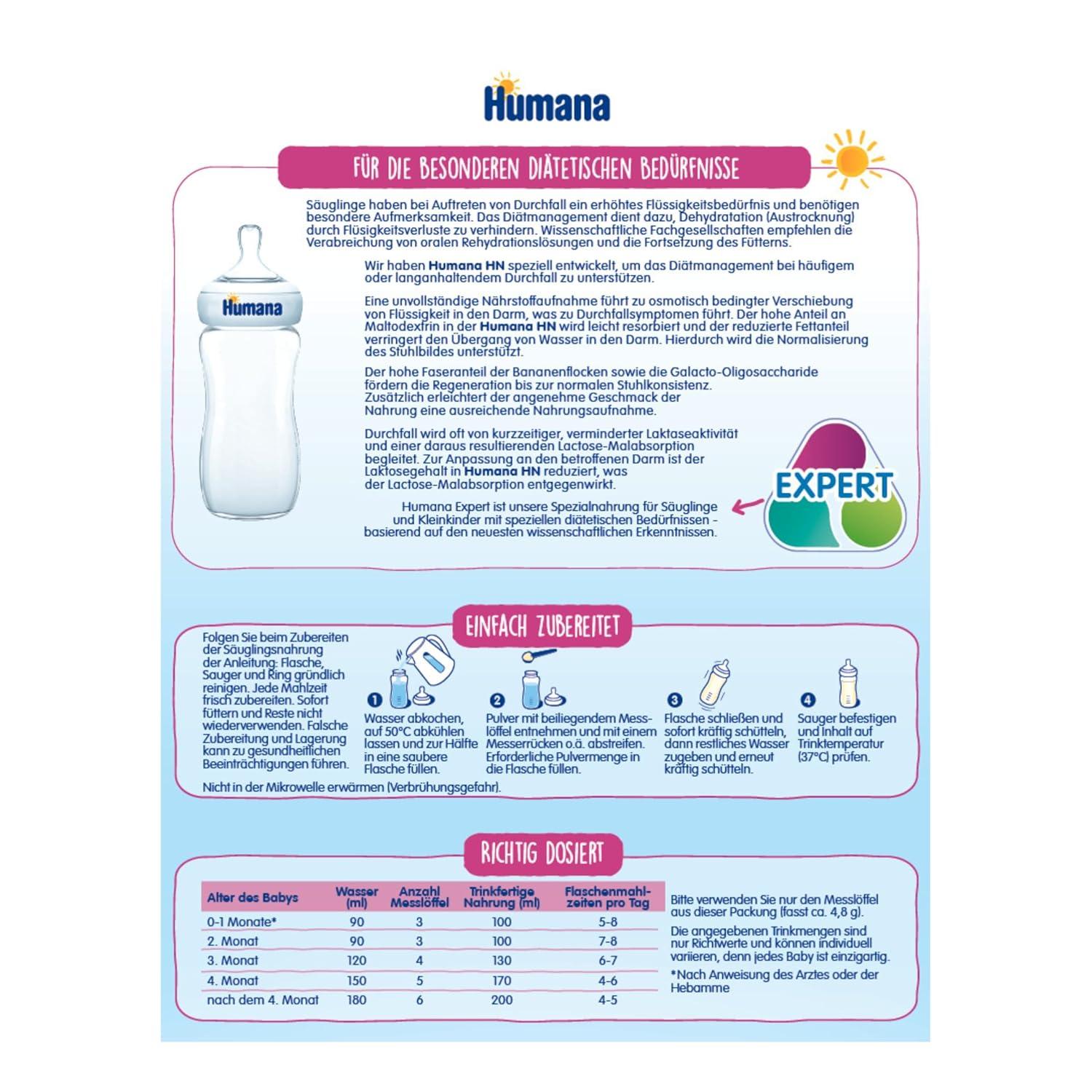 Humana HN Expert 300g | Special Dietary Food for Infants with Diarrhea | Supports Stool ...