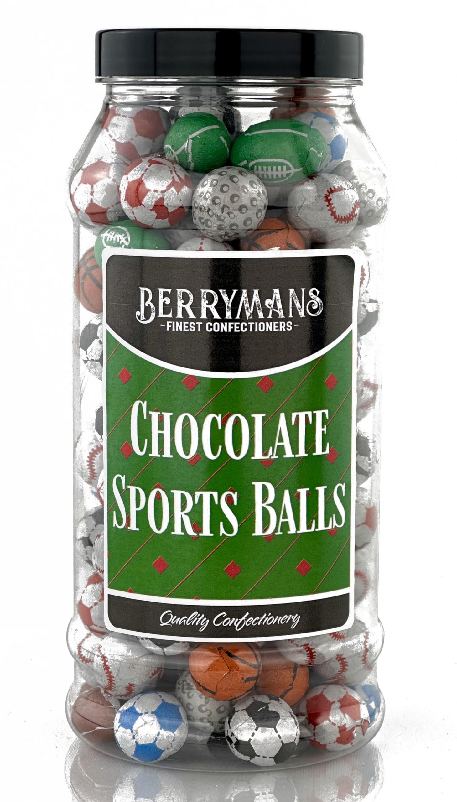Berrymans Sweet Shop Chocolate Sports Balls Gift Jar - Classic Retro ...