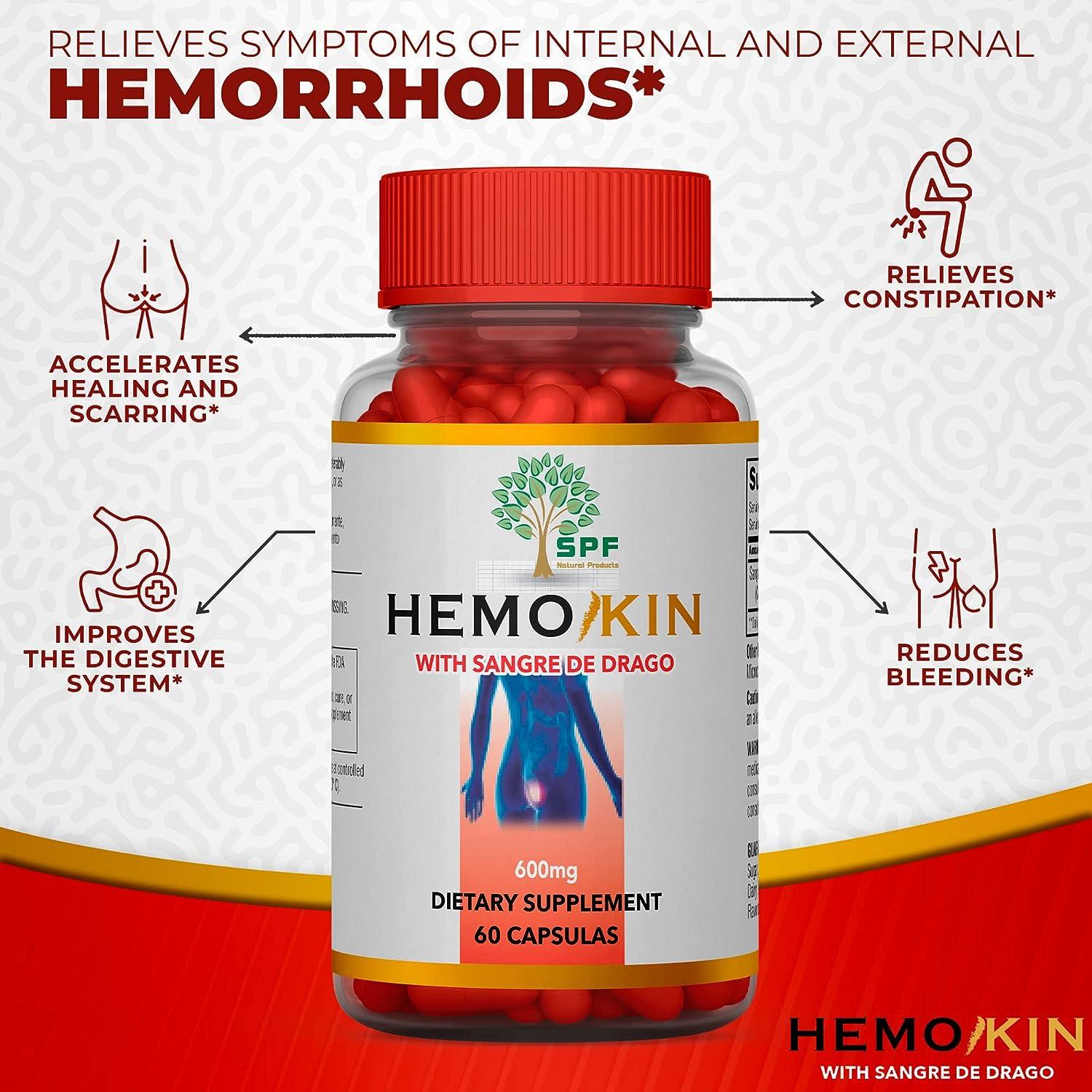 Hemokin with Sangre de Drago Hemorrhoid & Fissure Relief Supplement ...