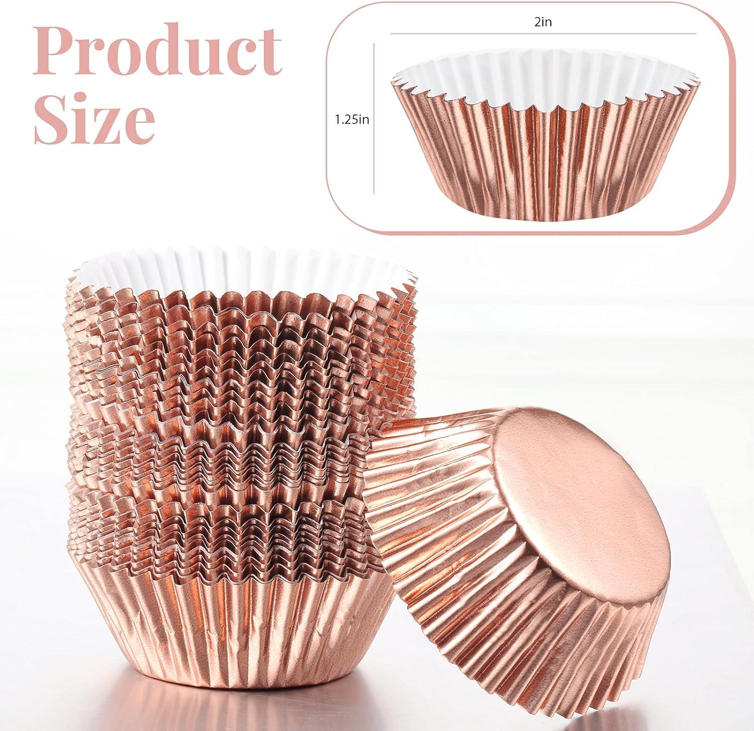 100 Pieces Rose Gold Cupcake Liners 48 Pieces Bridal Shower Cupcake ...