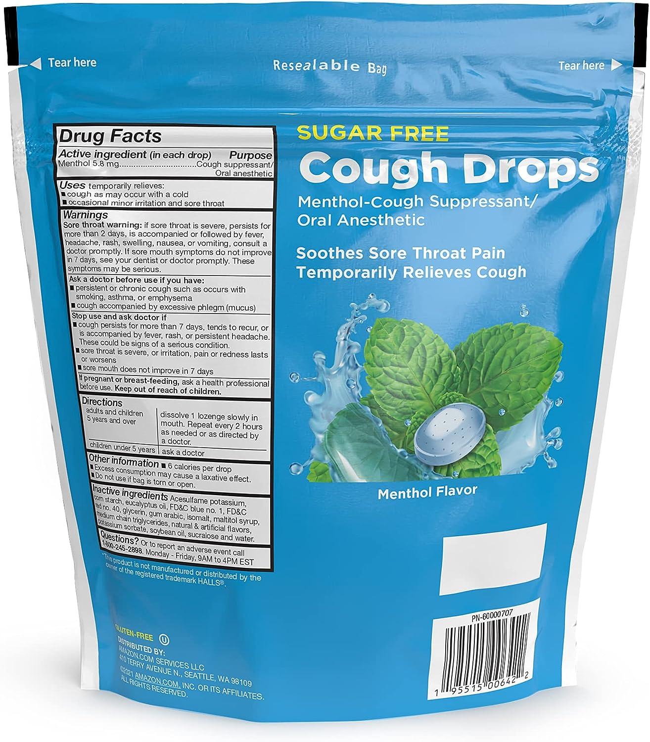 Amazon Basic Care Sugar Free Menthol Cough Drops 140 Count - Menthol ...