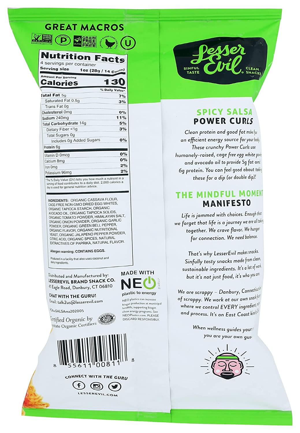 Shop LesserEvil Egg White Curls Spicy Salsa - 4 oz Healthy Snack | Buy ...