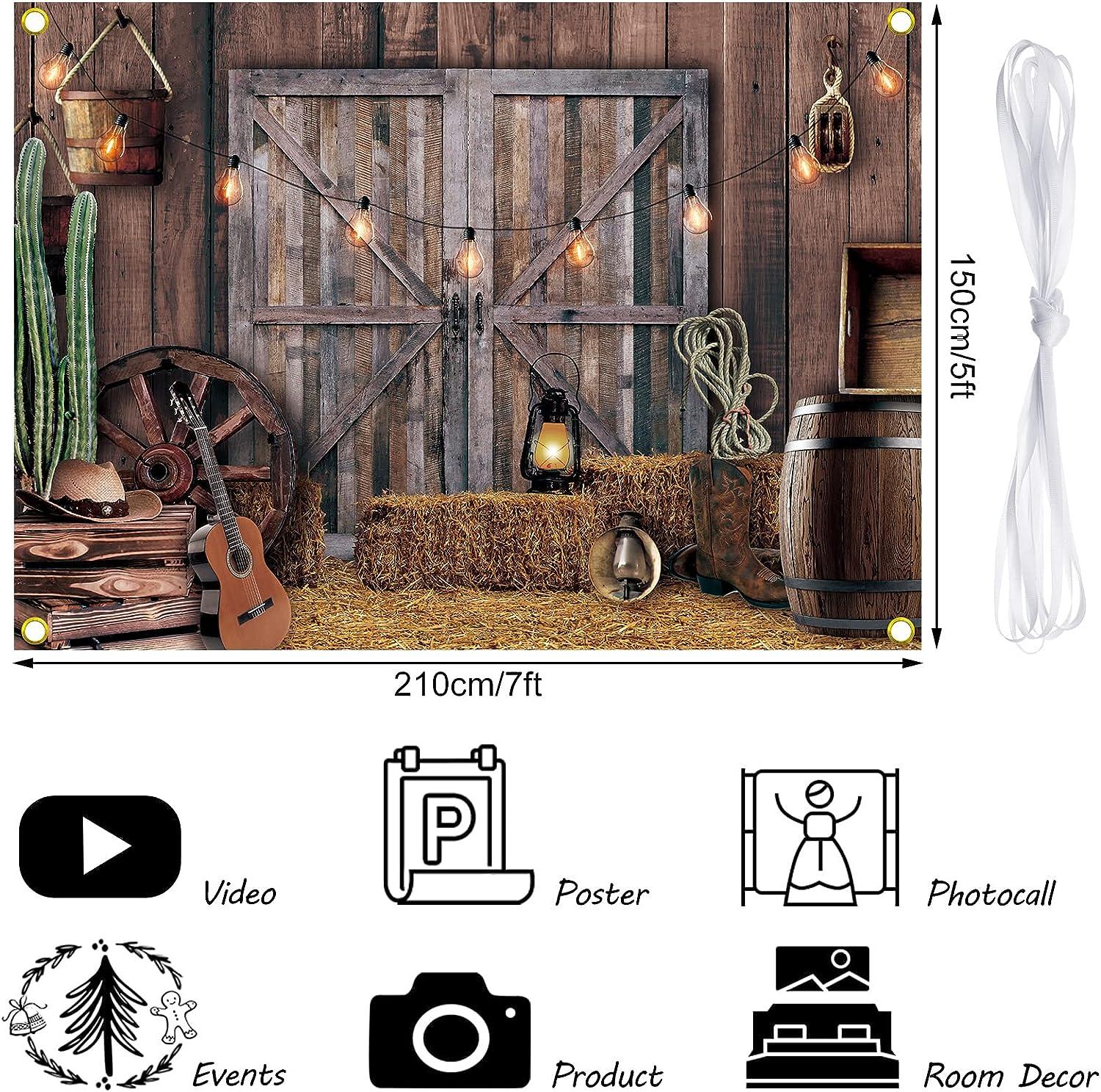 Western Cowboy Party Backdrop - 7x5 Ft Rustic Barn Photography ...