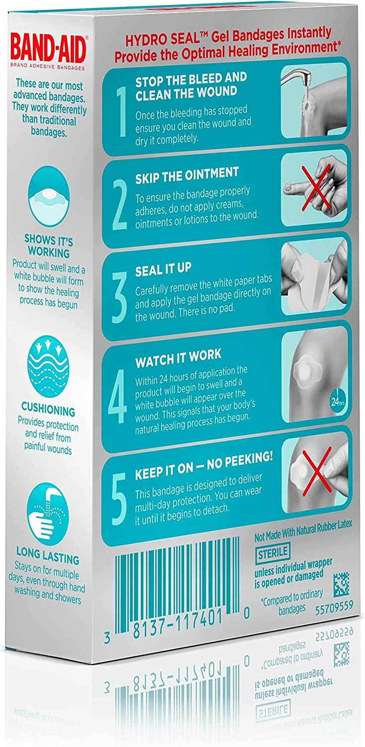 Johnson's Baby Band-Aid Hydro Seal Large Waterproof Adhesive Bandages 6 ...