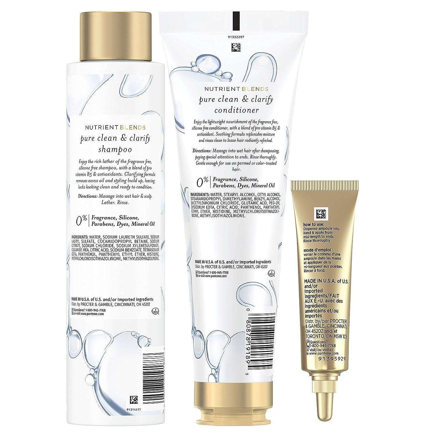 Pantene Pure Clean & Clarify Shampoo and Conditioner Set with Hair Mask ...